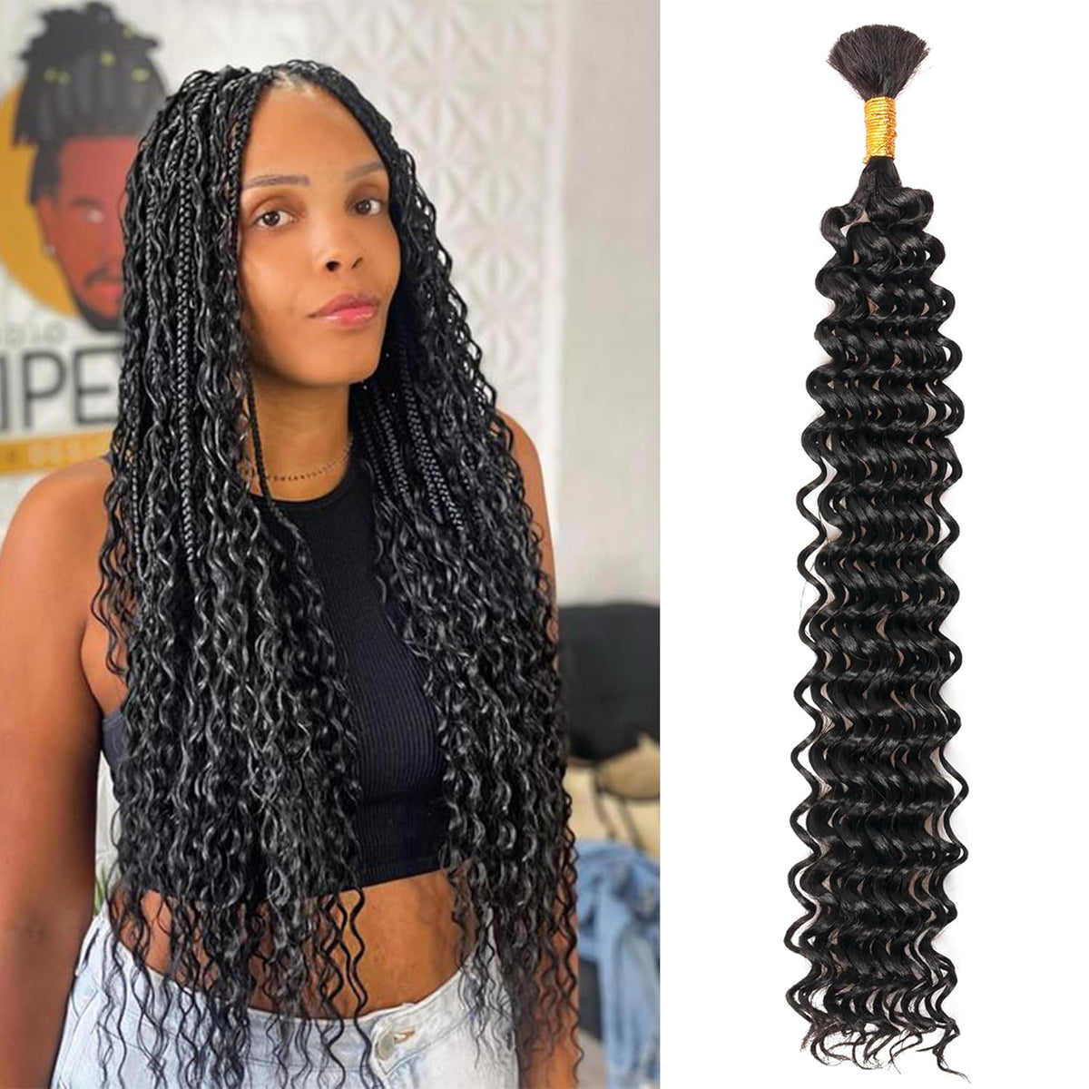 The Bundle Bulk Deep Wave Hair – Natural Black – Diamond Beauty Online